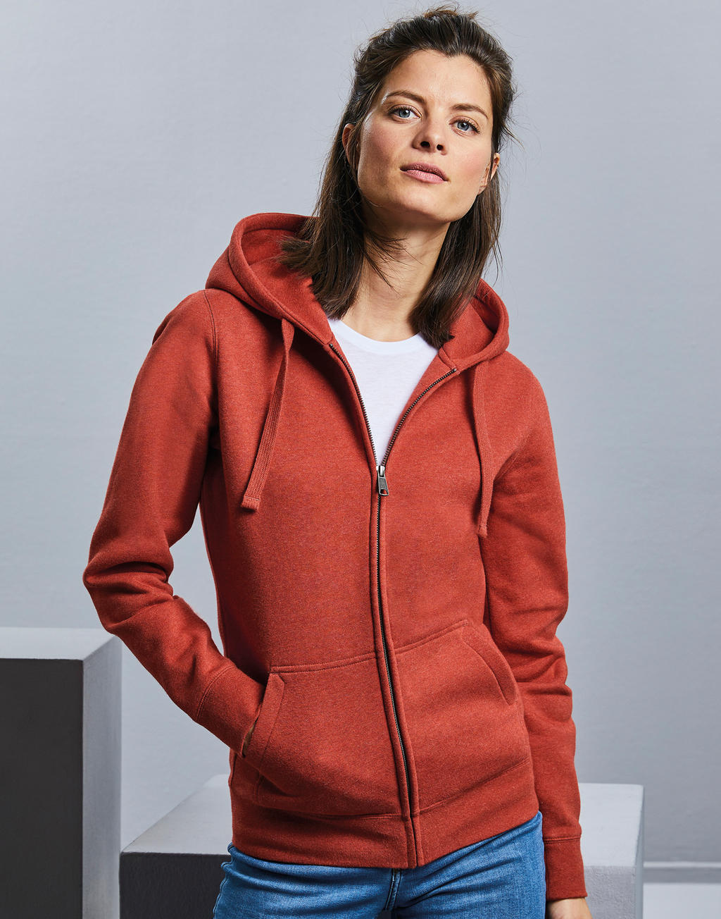Sweat à capuche zippé authentique Femme à Personnaliser - Sérigraphie ...